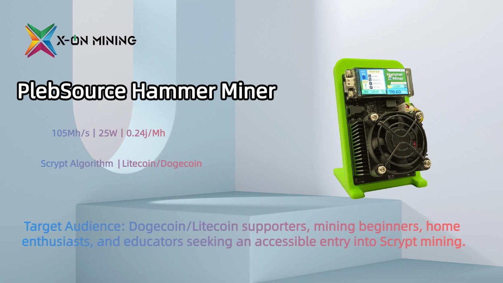 PlebSource Hammer Miner 105Mh/s 25W Dogecoin Litecoin Miner - X ON MINING
